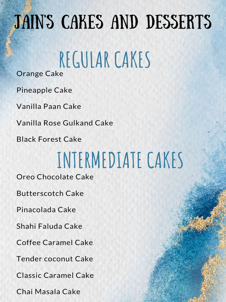 Jain's Cakes and Desserts | PDF