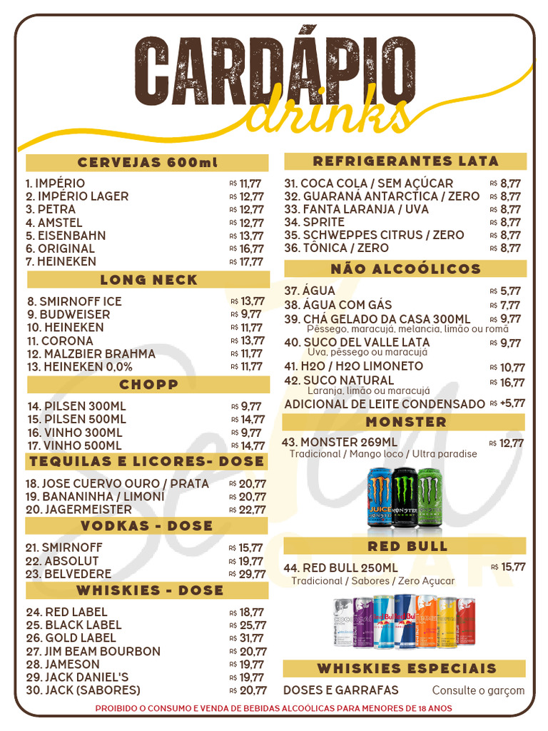 Cardápio Drinks Atualizado 2025 | PDF | Limão | Bebida