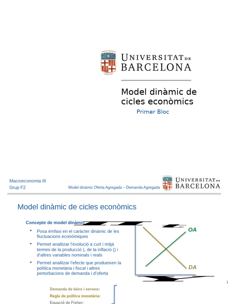 Macroeconomia III - Model Dinàmic Cicles Econòmics (Primer Bloc) | PDF
