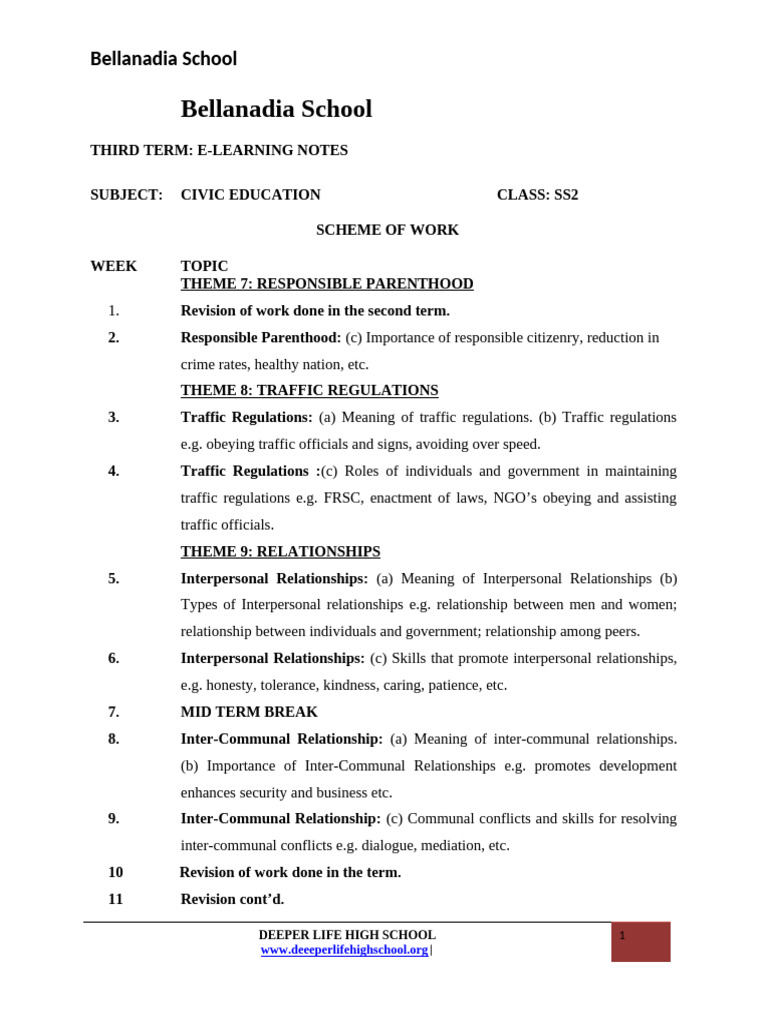 Civic Education For SSS2 Third Term - Docx (Reviewed) | PDF | Traffic | Traffic Light