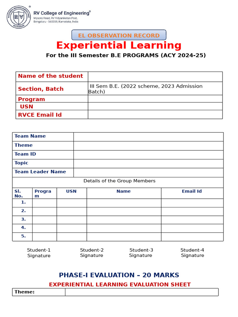Format of EL Evaluation and Observation Record | PDF | Cognition | Learning