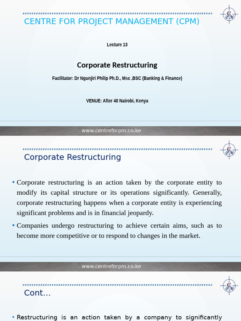 Corporate Restructuring Strategies Explained | PDF | Mergers And ...