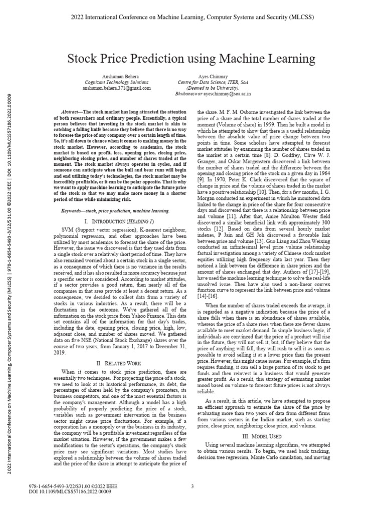 Cognizant Stock Price Forecasting | PDF | Stocks | Prediction