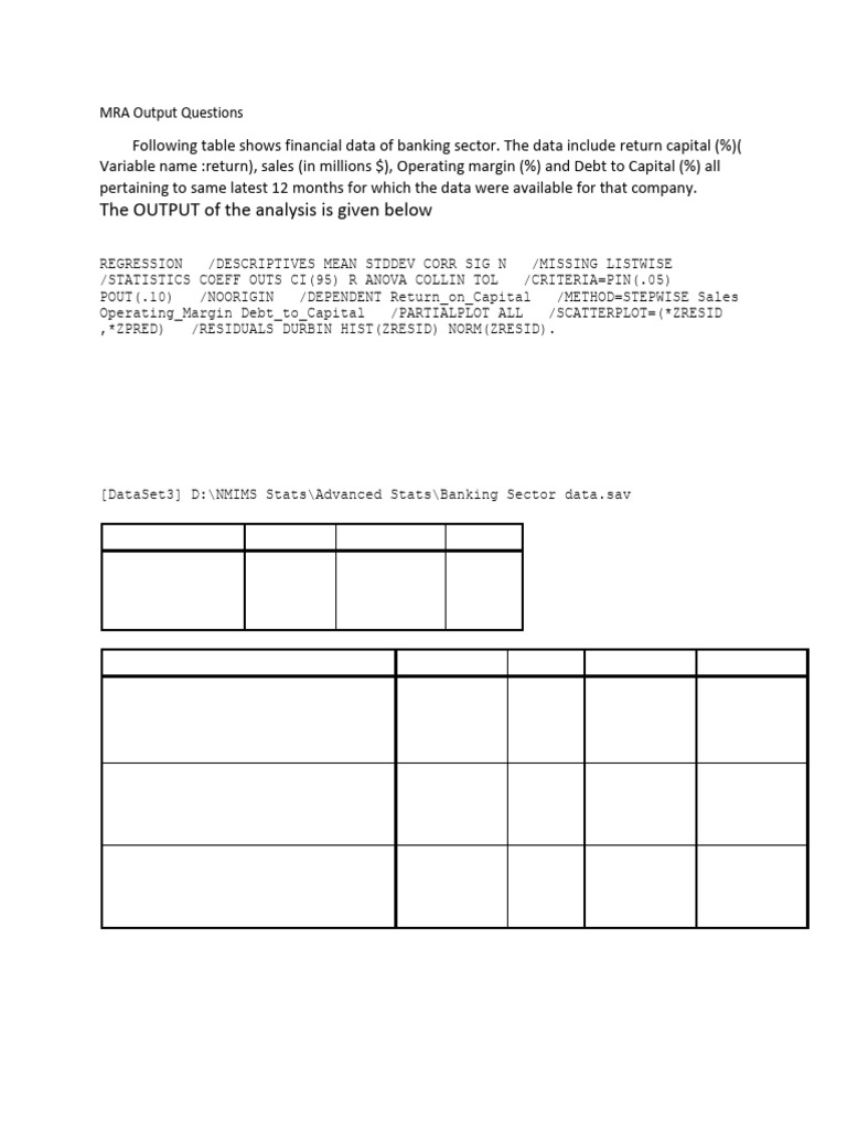 MRA Output Questions Sample1 | PDF | Errors And Residuals | Multicollinearity