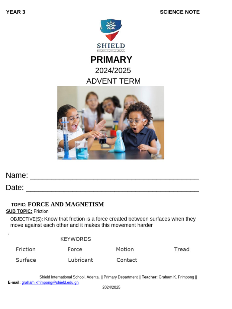 Science Notes On Force and Friction | PDF | Friction | Force