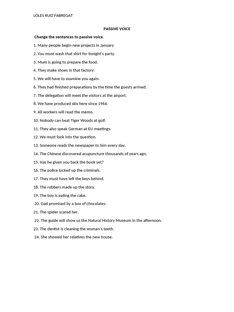 Passive Voice Exercises | PDF