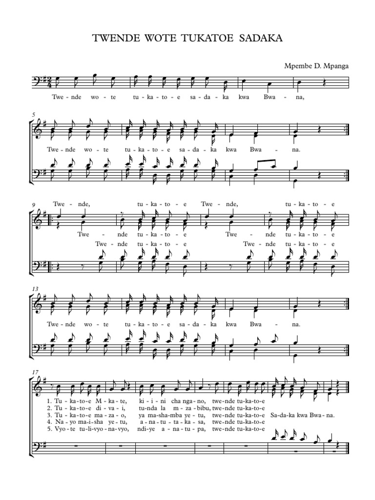 TWENDE WOTE TUKATOE SADAKA-Mpembe D. Mpanga- MAIN | PDF