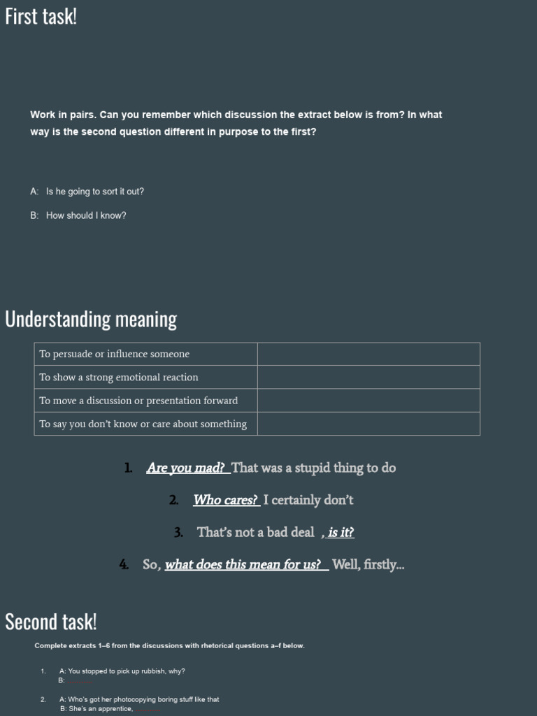 Rhetorical Questions Handout | PDF