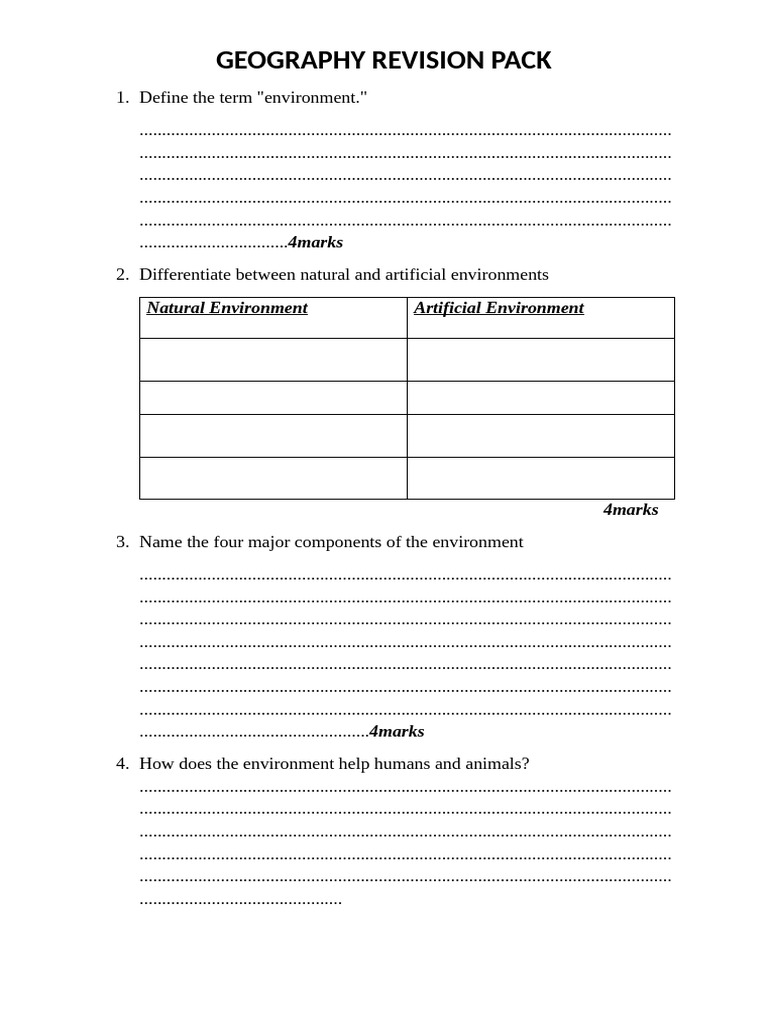 Geography Revision: Environment Basics | PDF | North Africa | Agriculture