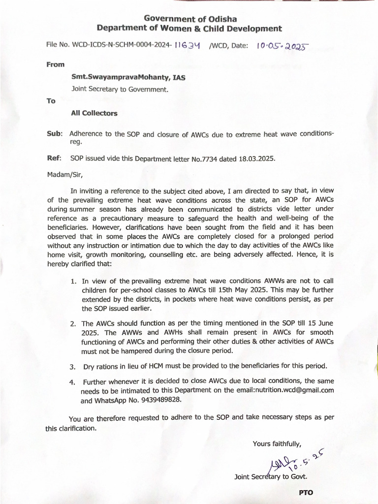 Adherence To SOP and Closure of AWCs | PDF