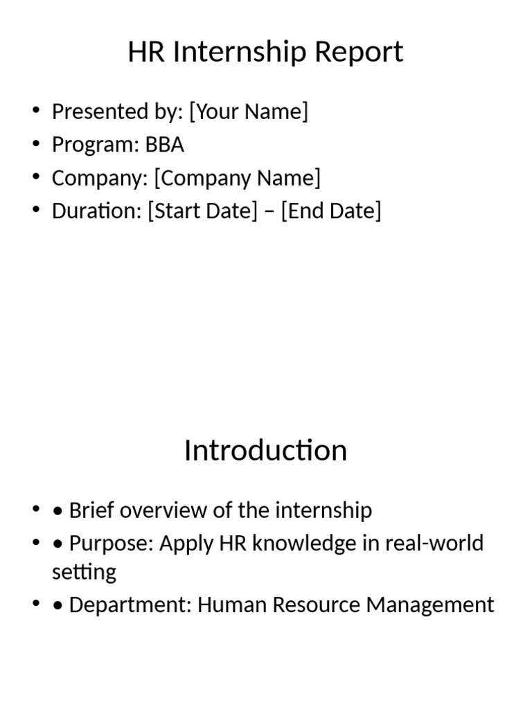 HR Internship Report Presentation | PDF
