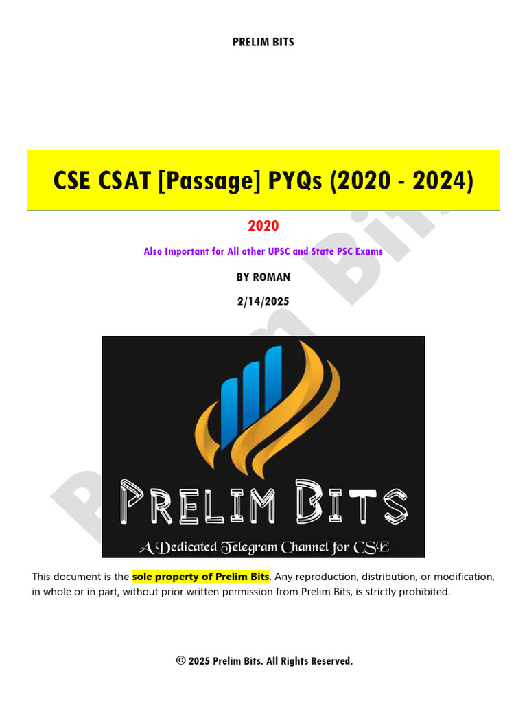 Cse Csat [Passage] Pyqs (2020 - 2024) | PDF | Sewerage | Taxes