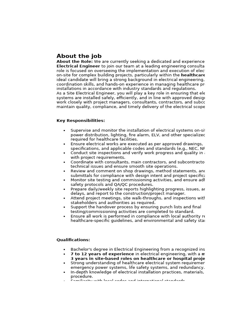 JD Electrical Engineer 2 | PDF | Regulatory Compliance | Safety