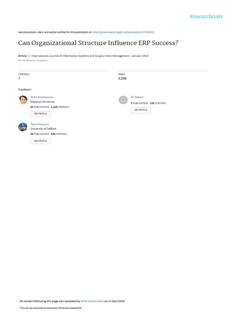 7can Organizational Structure Influence ERP Success | PDF | Validity ...