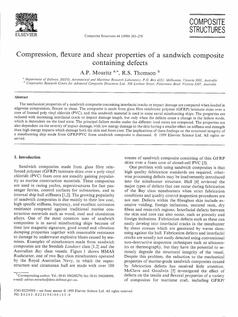 Compression, Flexure and Shear Properties of A Sandwich Composite ...