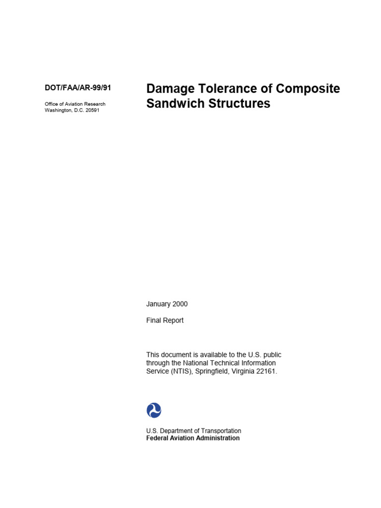 Damage Tolerance of Composite Sandwich Structures Ar99-91 | PDF | Buckling | Strength Of Materials