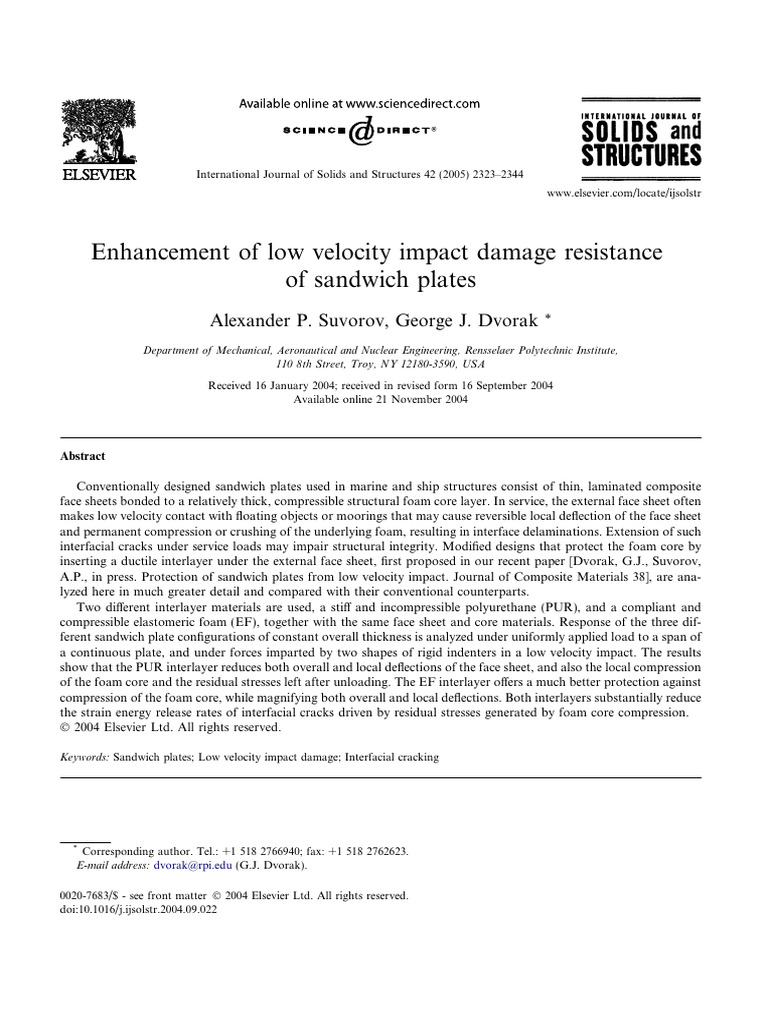 Enhancement of Low Velocity Impact Damage Resistance of Sandwich Plates ...