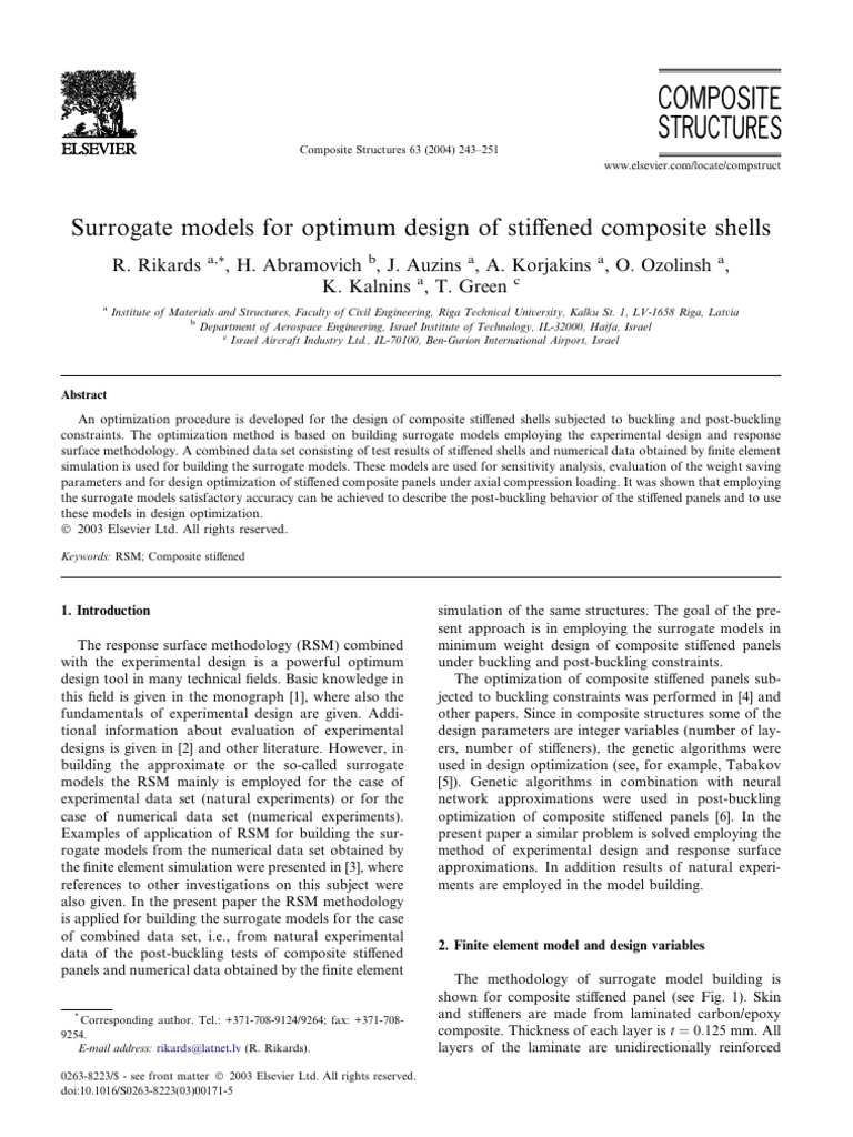 Surogate Models For Optimum Design of Stiffened Composite Shells | PDF | Finite Element Method ...