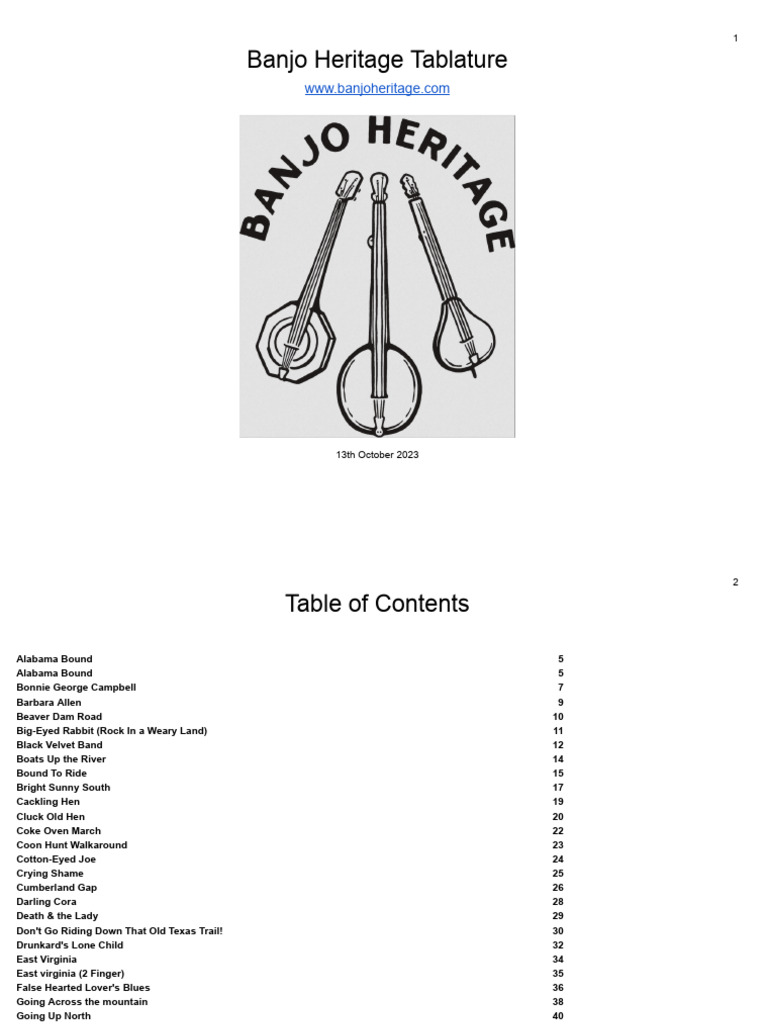 Clifton Hicks Banjo Tabs - October 2023 | PDF