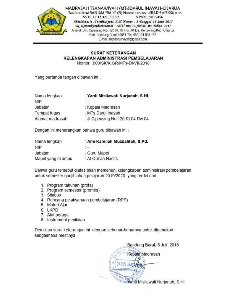 SK Adm Semeter Ganjil 2019-2020 | PDF