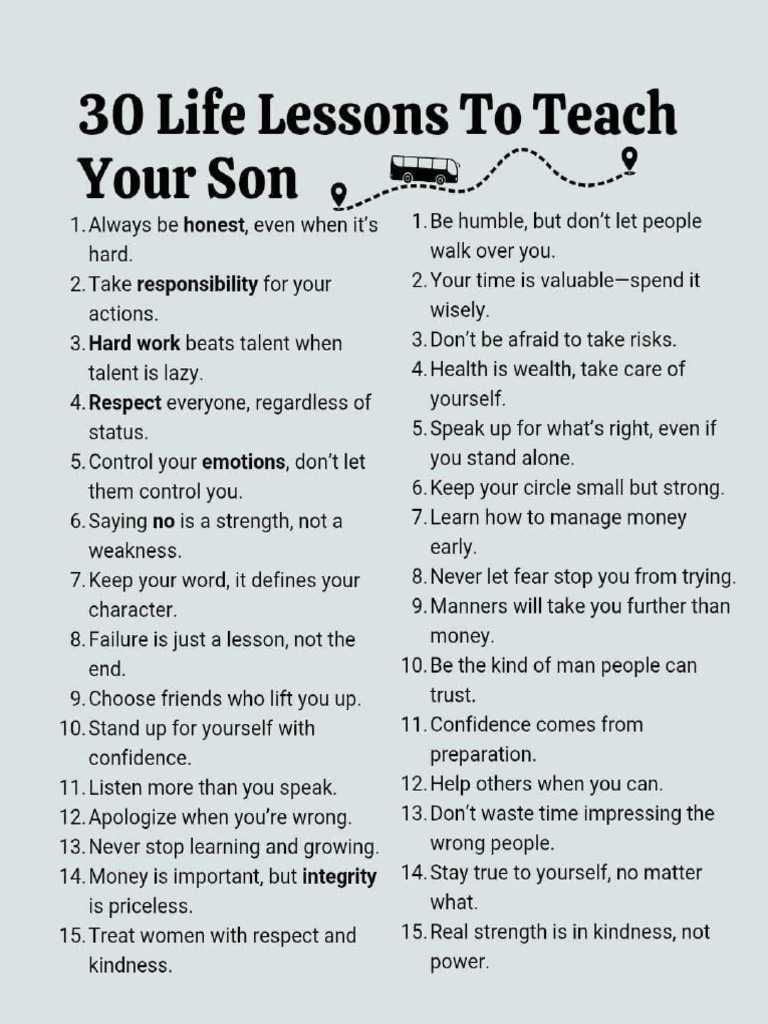 30 Life Lessons To Teach Your Son | PDF