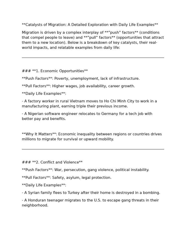 Catalyst of Migration With Examples | PDF | Human Migration | Cultural Globalization
