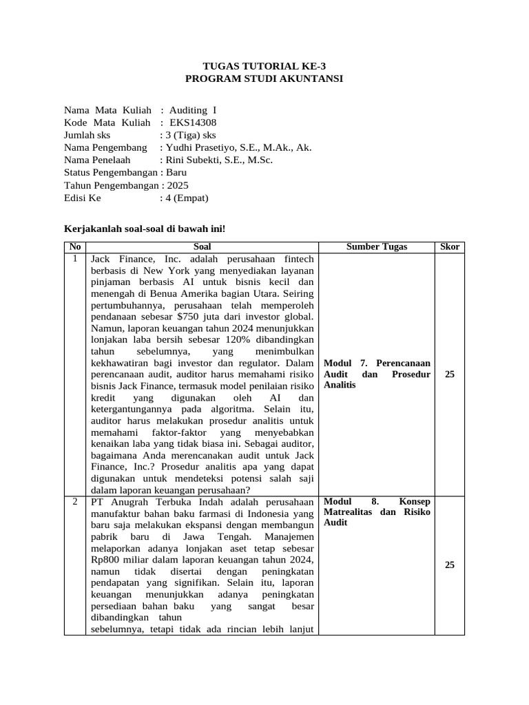 Tugas 3 - Auditing I | PDF