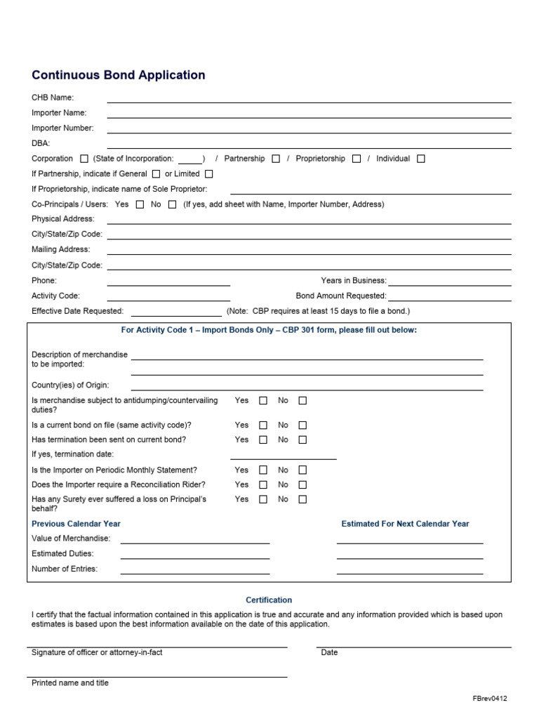 BBC Bond Application | PDF