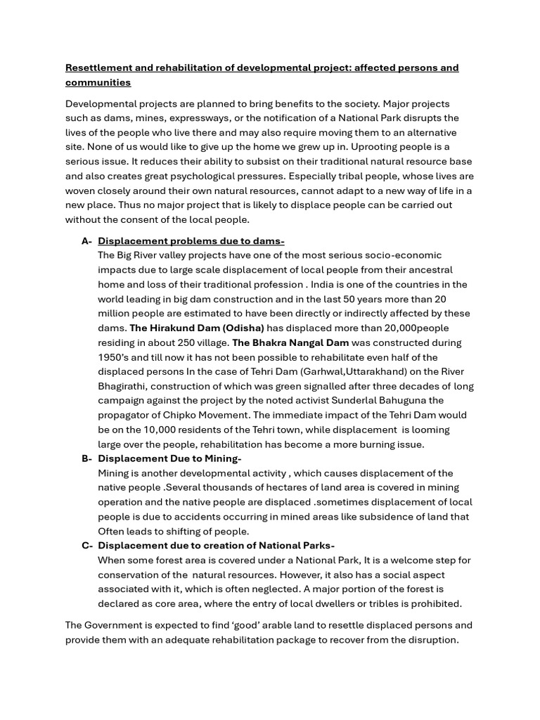 Rehabilitation and Resettlement | PDF | Natural Environment