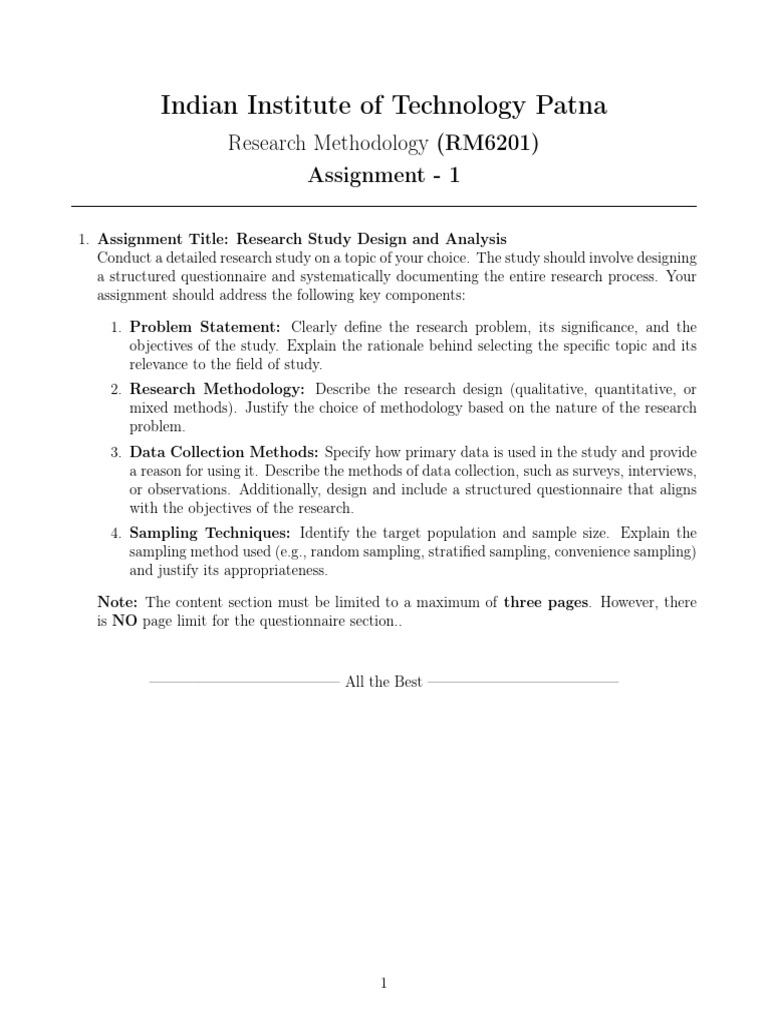 Research Study Design Assignment Guide | PDF