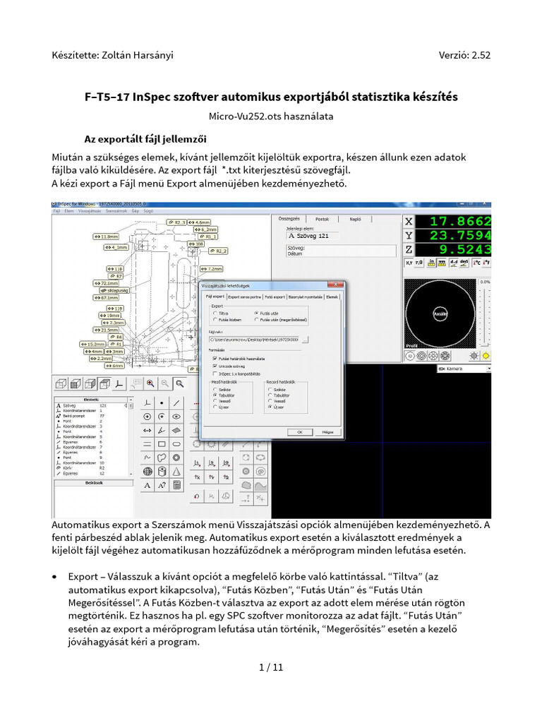 InSpec Szoftver Automikus Exportjából Statisztika Készítés 2.52 | PDF