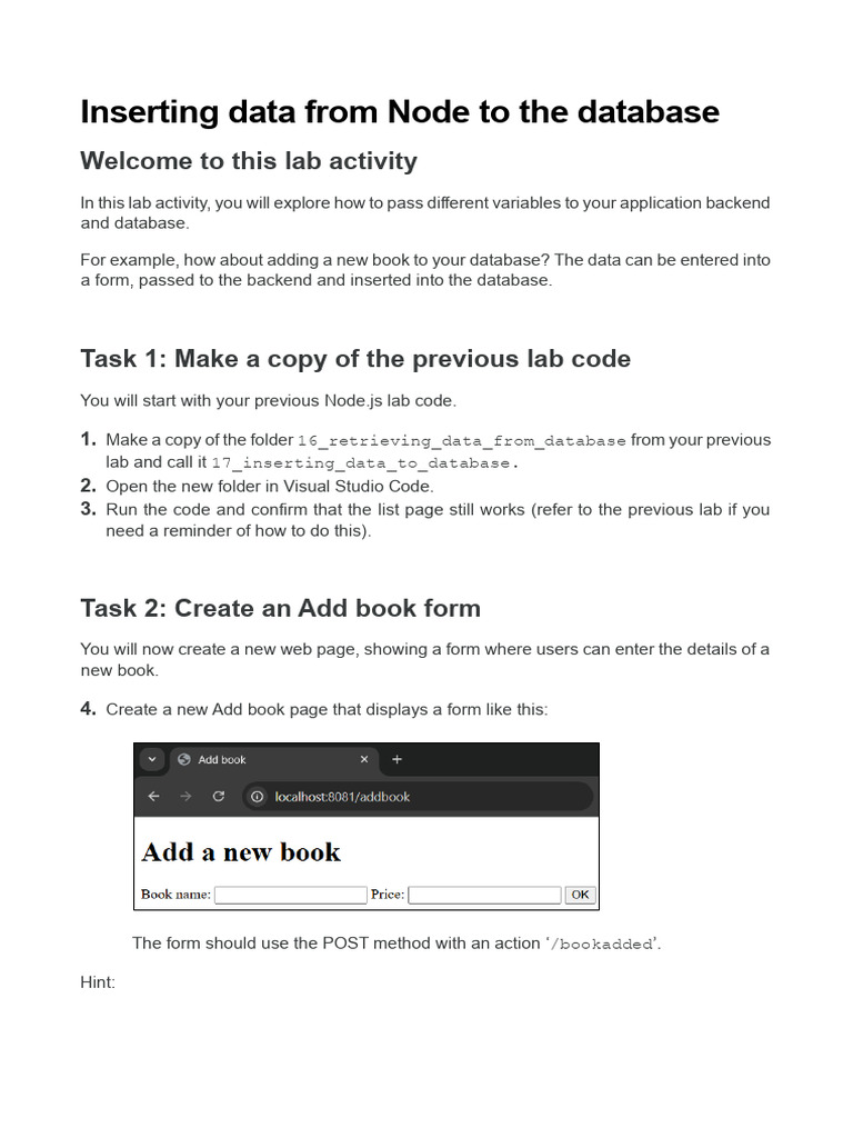 17 - Inserting Data From Node To Database | PDF | Databases | Software Engineering