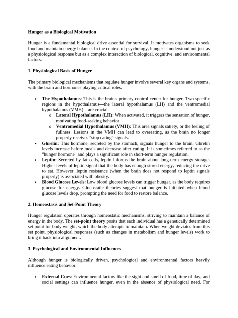 Biological Motivation | PDF | Eating | Hypothalamus