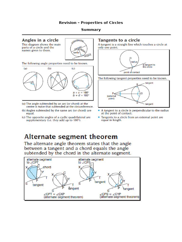 Revision-Properties of Circles | PDF