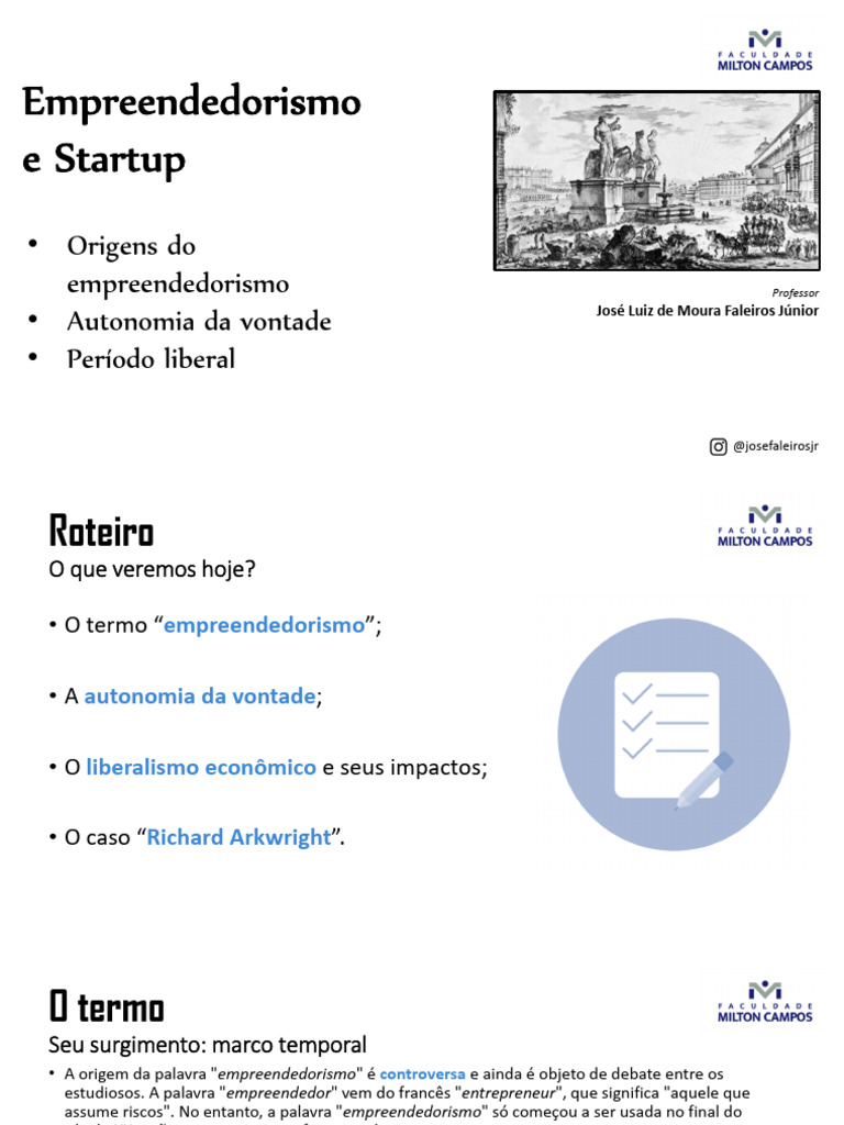 Empreendedorismo e Startup: Origens Do Empreendedorismo Autonomia Da ...