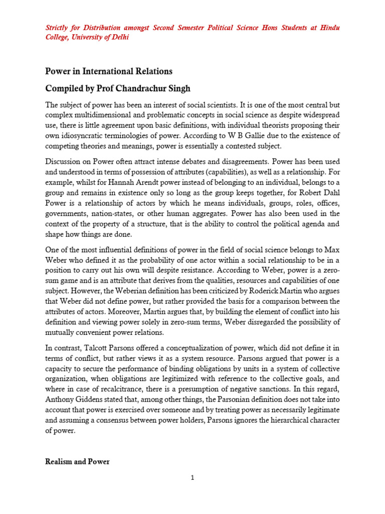 Power in International Relations | PDF | Soft Power | Power (Social And Political)