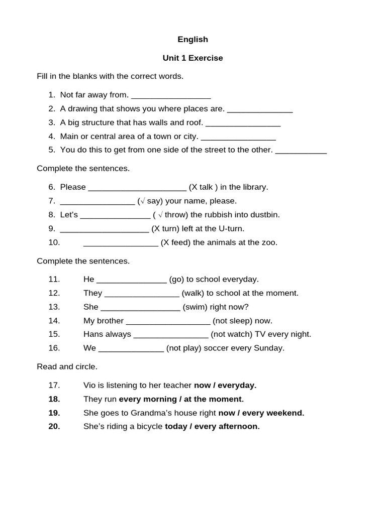 English Unit 1 Exercise | PDF