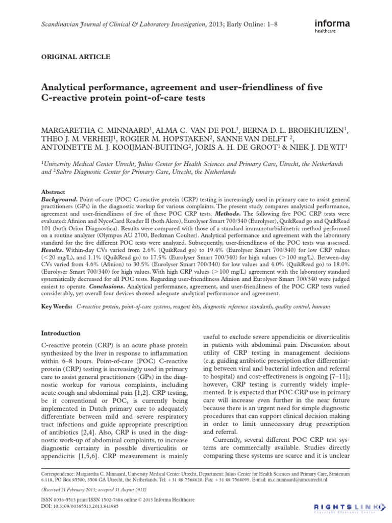 Crp Analyzer Detection Methods Pdf C Reactive Protein
