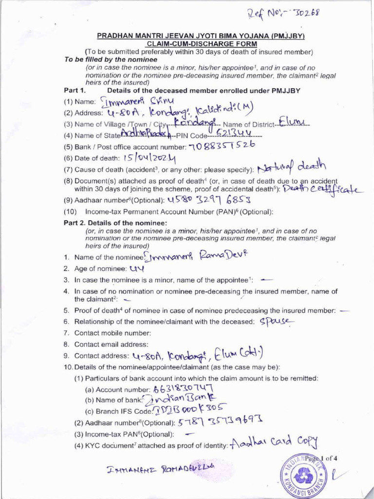 Signed and Duly Filled Claim Cum Discharge Form-Compressed | PDF