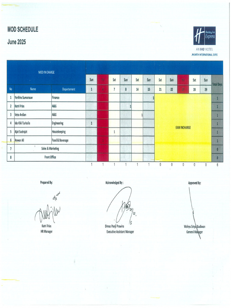 MOD Schedule - June 2025 | PDF