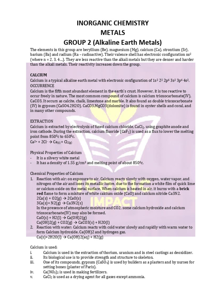 2 - Group 2 - Alkaline Earth Metal | PDF | Calcium | Lime (Material)