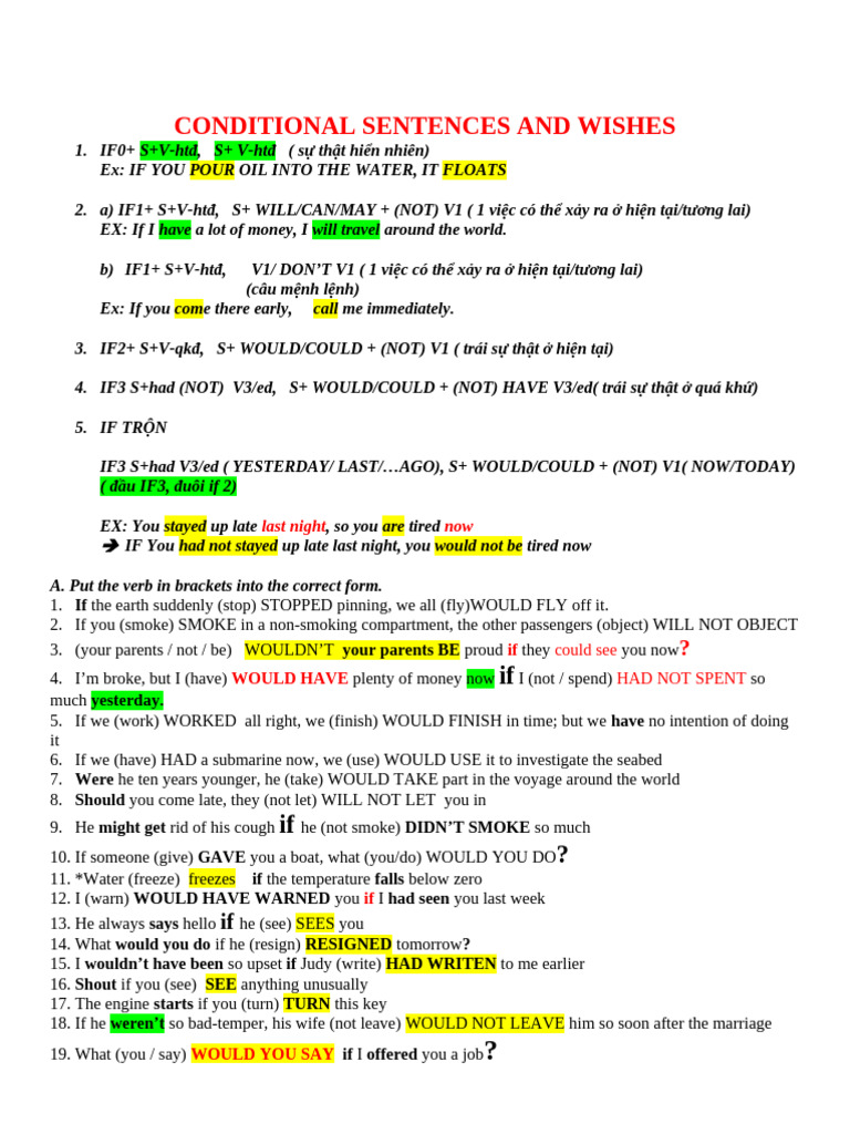 CONDITIONAL SENTENCES AND WISHES - Copy | PDF