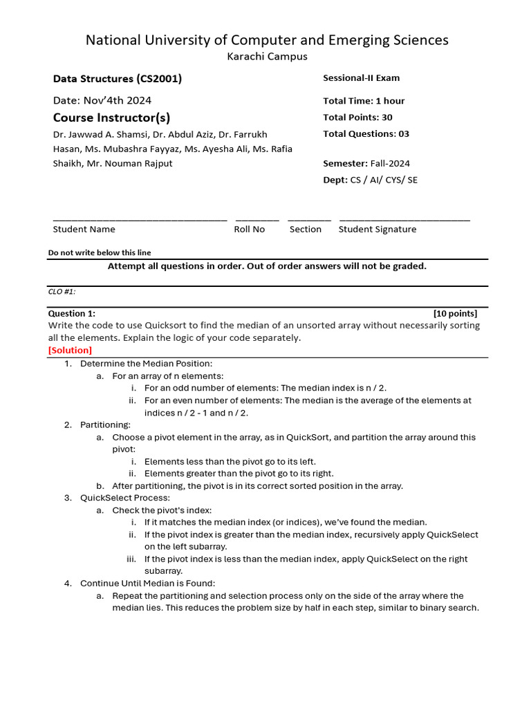 DSA Mid02 Fall'24 Solution | PDF | Algorithms | Computer Programming