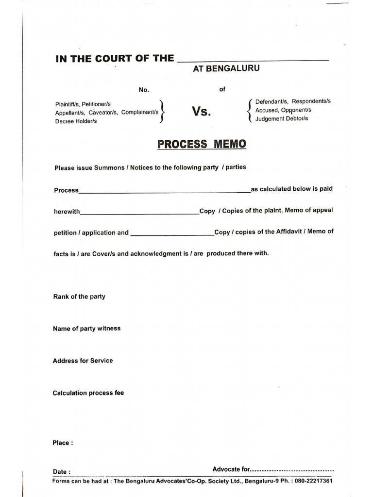 Process Memo and Vakalath | PDF