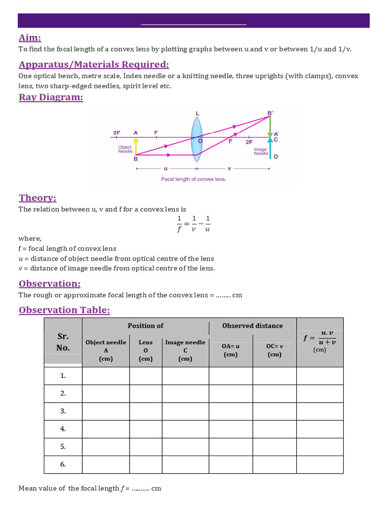 Focal Length and Deviation Experiments | PDF | Refraction | Optics