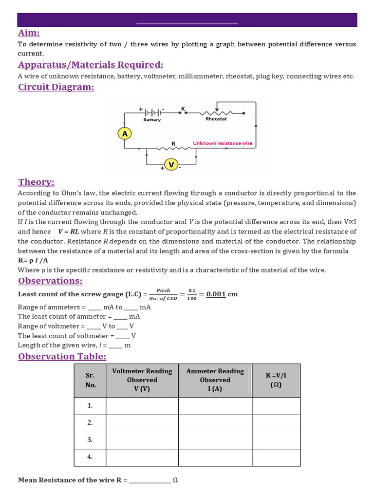 Physics Experiments of Section A | PDF | Electrical Conductor | Voltage