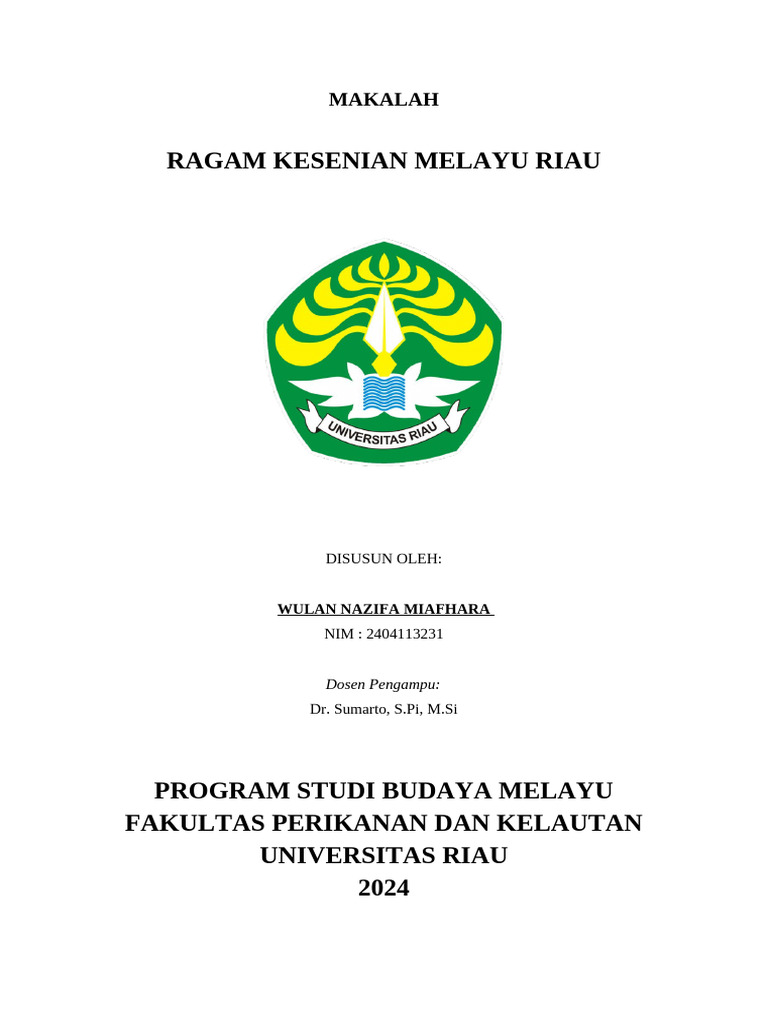 MAKALAH RAGAM SENI MELAYU RIAU | PDF