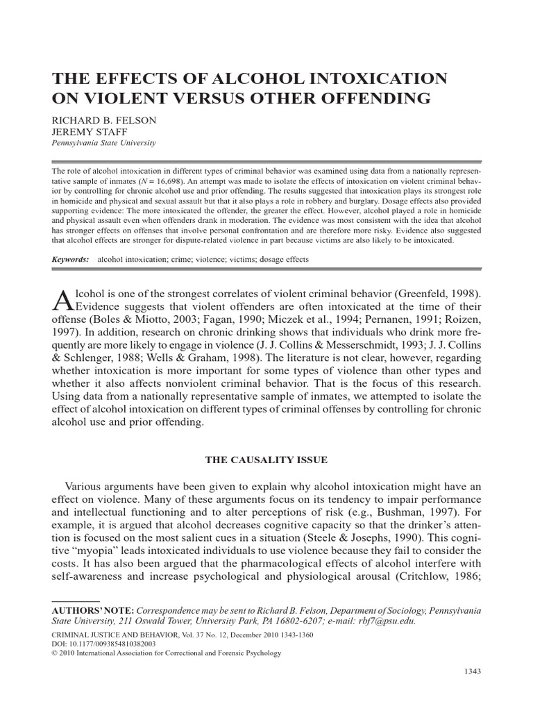 Alcohol's Impact on Violent Crime | PDF | Crime & Violence | Crimes