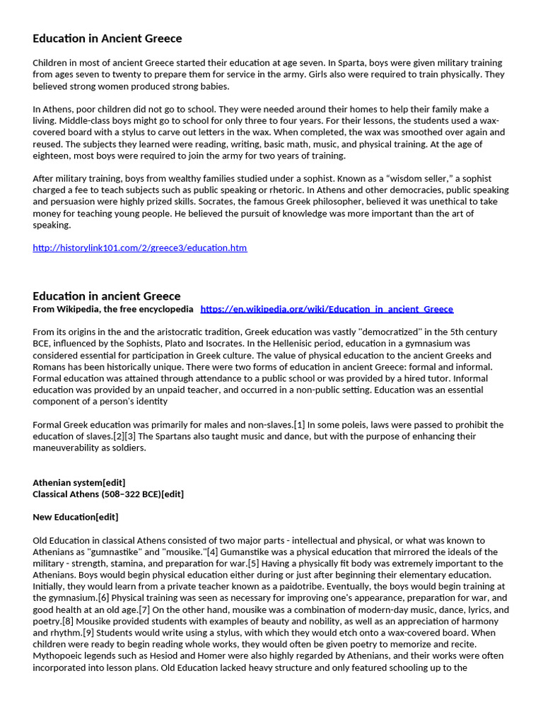 Education in Ancient Greece | PDF | Ancient Greece