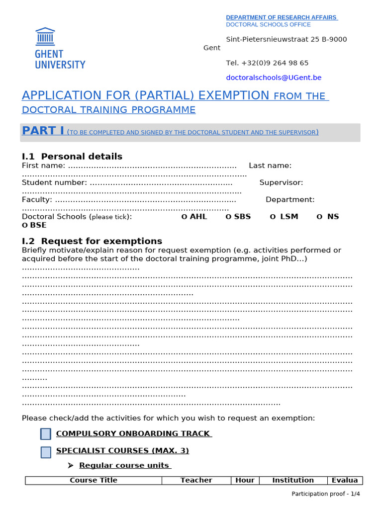Doctoral Schools Exemption Form 2021-2022 | PDF | Academia